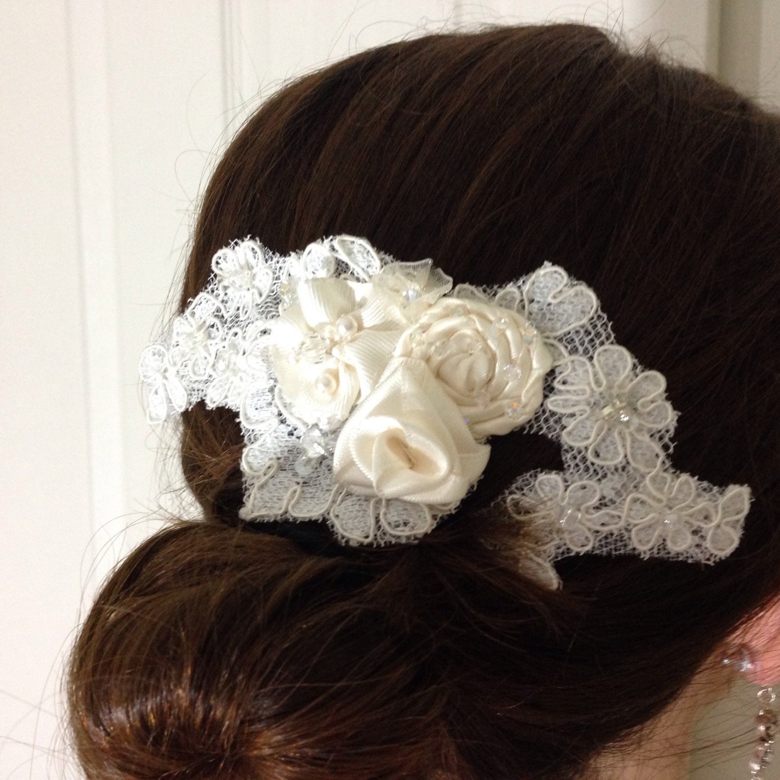 Lace Bridal Hair Comb With Alencon Lace and Swarovski - Etsy