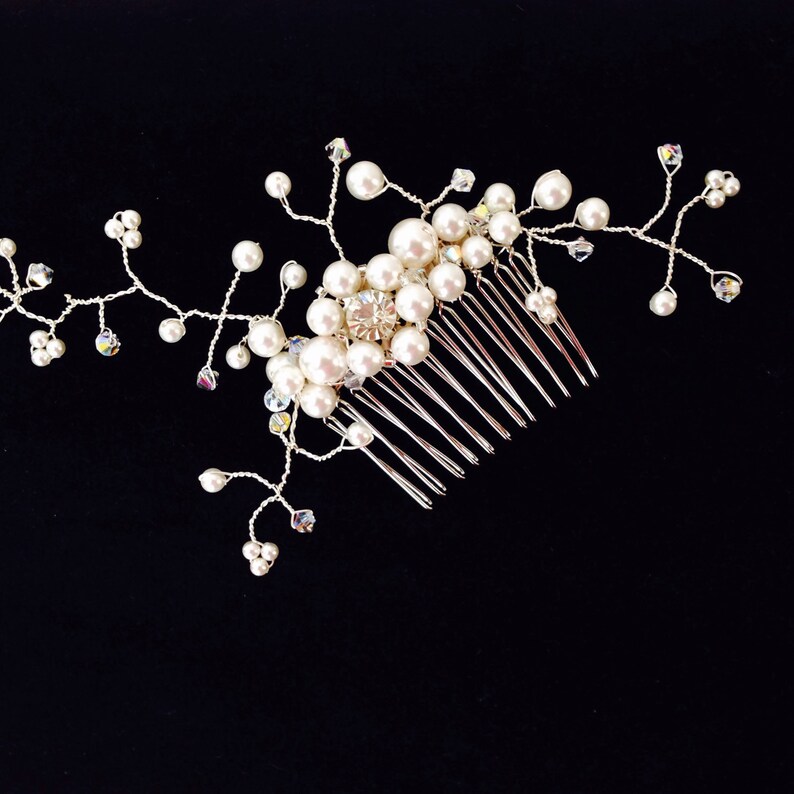 Beaded Bridal Hair Comb, Ivory Pearl Bride Jewelry, OOAK - Etsy