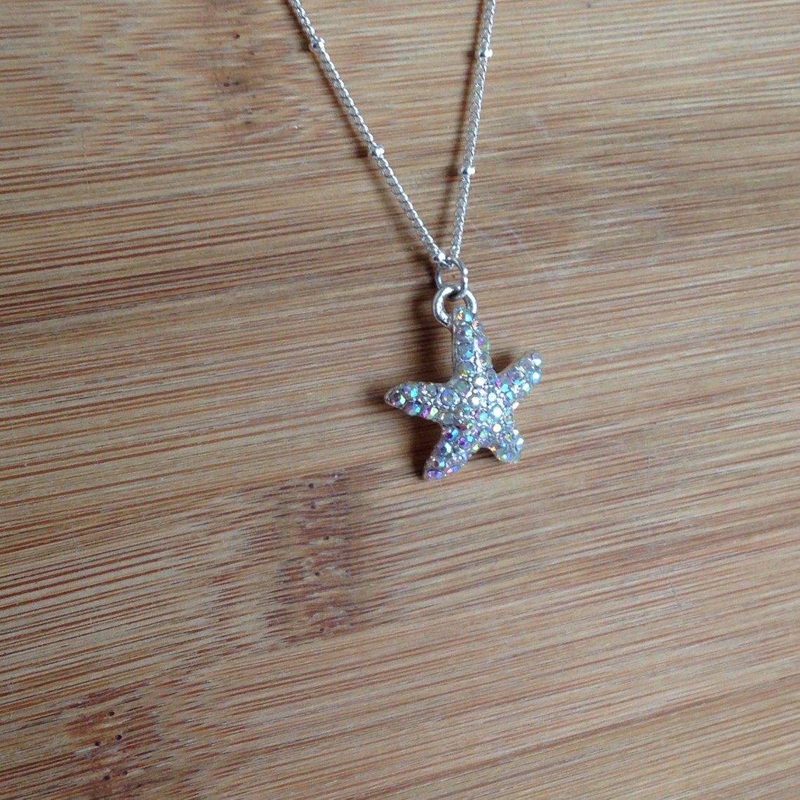 Silver Pave Starfish Necklace on Silver Plated Chain Nautical - Etsy