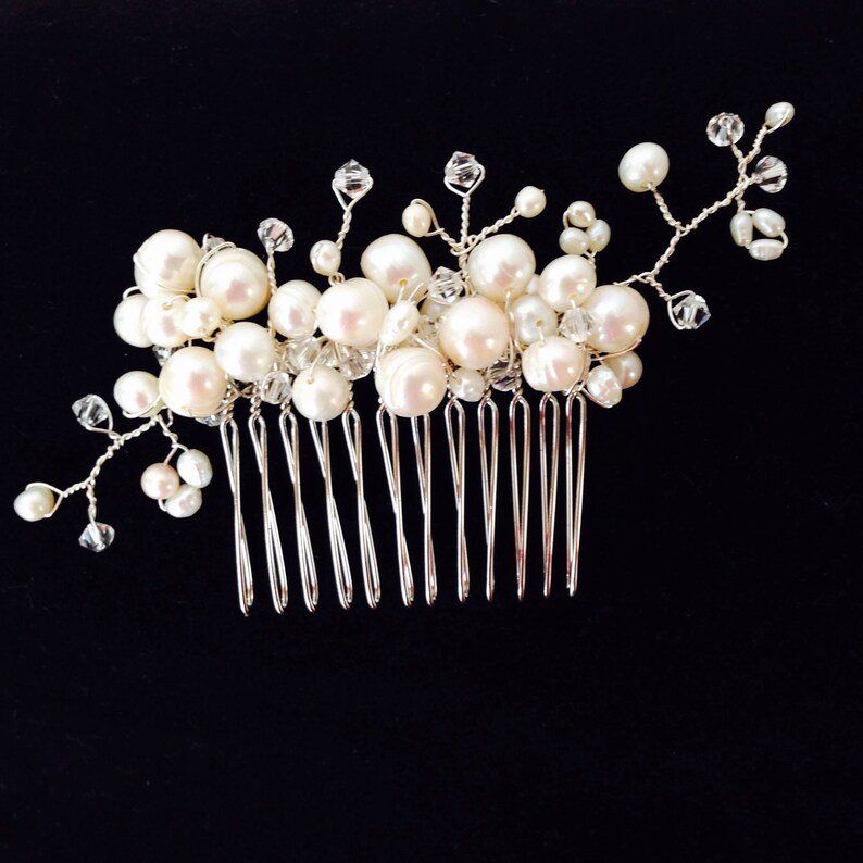 Beaded Bridal Hair Comb Ivory Pearl Bride Jewelry OOAK - Etsy