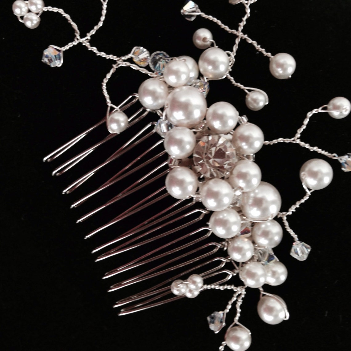 Beaded Bridal Hair Comb, Pearl Bride Jewelry, OOAK - Etsy