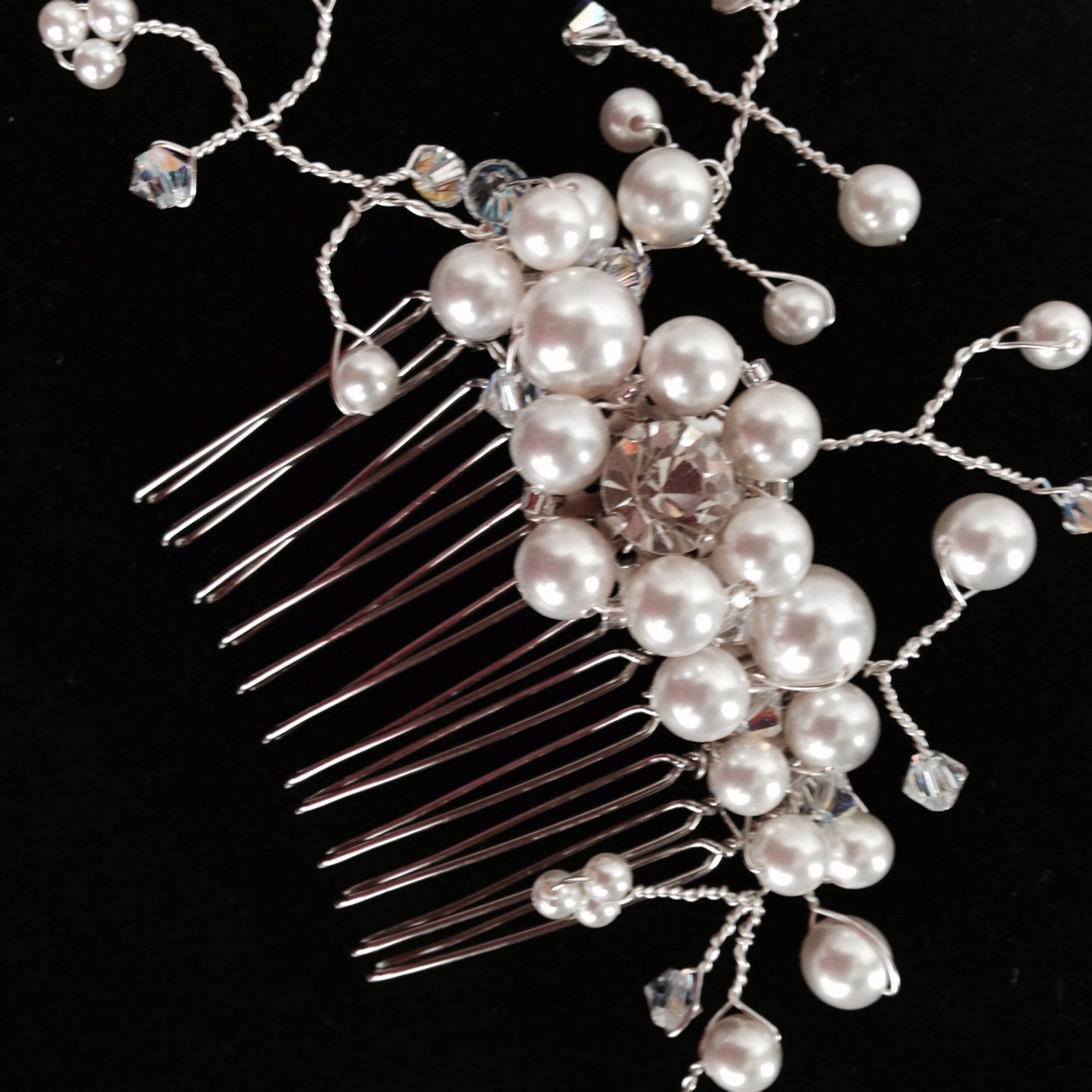 Beaded Bridal Hair Comb, Pearl Bride Jewelry, OOAK - Etsy