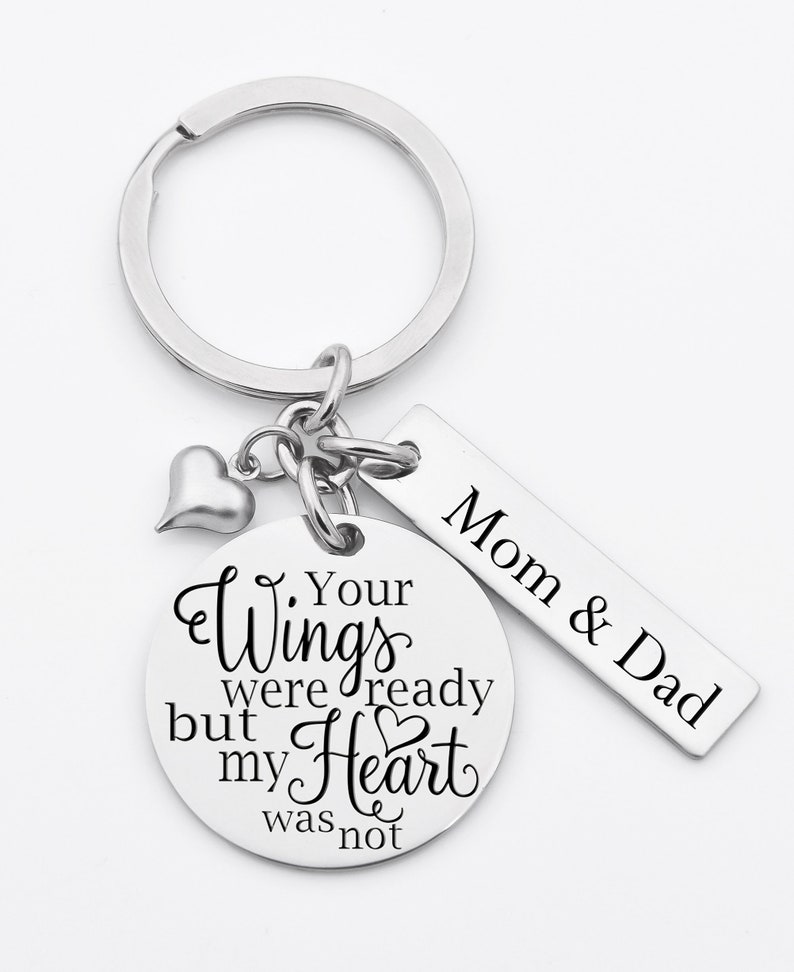 Memorial Keychain, Family Loss, Mom and Dad Memorial, Your Wings Were ...