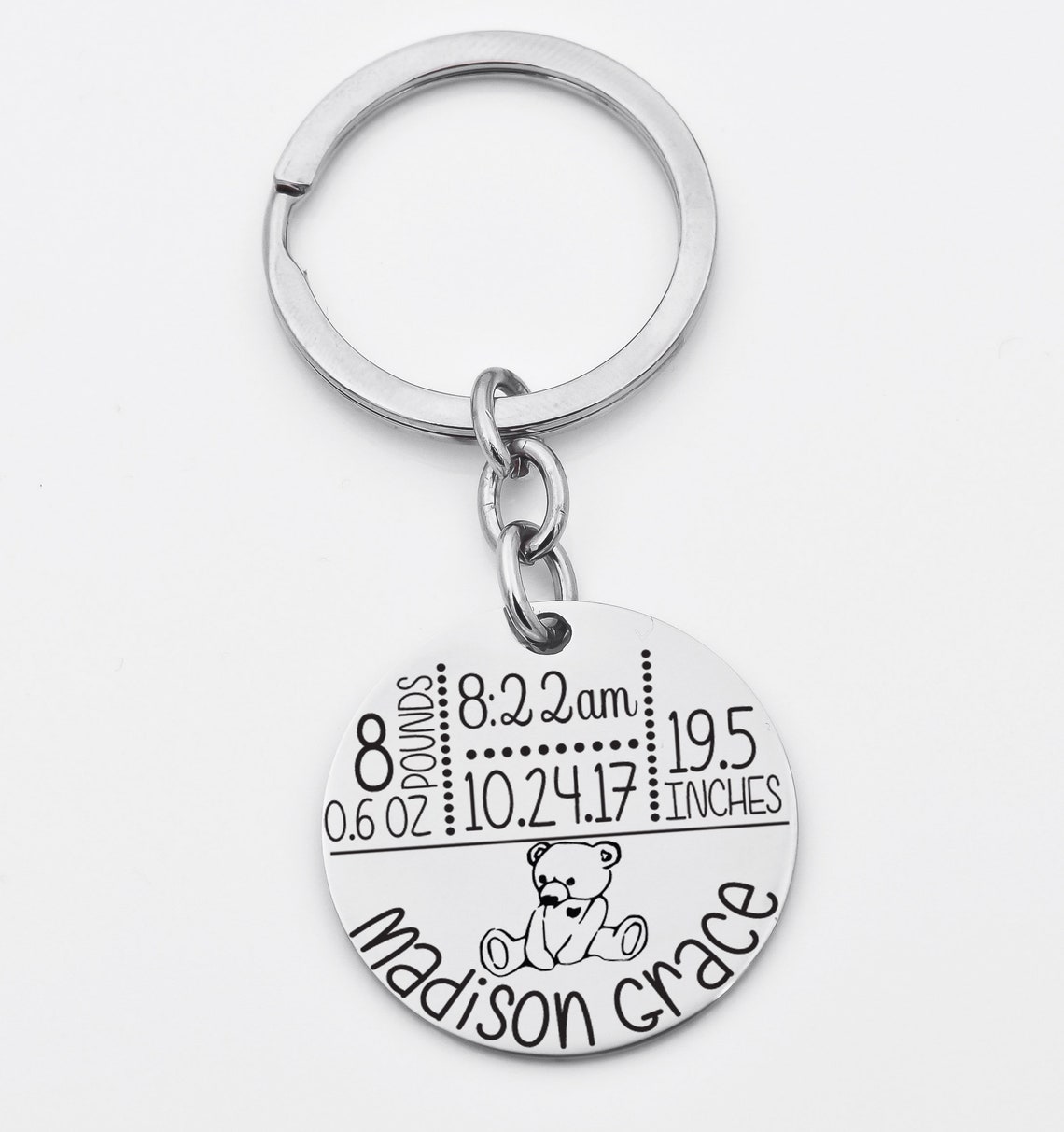 New Parent Keychain Birth Stat Keyring New Baby Stats Gift - Etsy