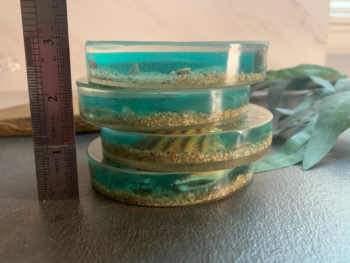 Set of 4 Realistic Ocean Coasters Made With Resin Sand - Etsy