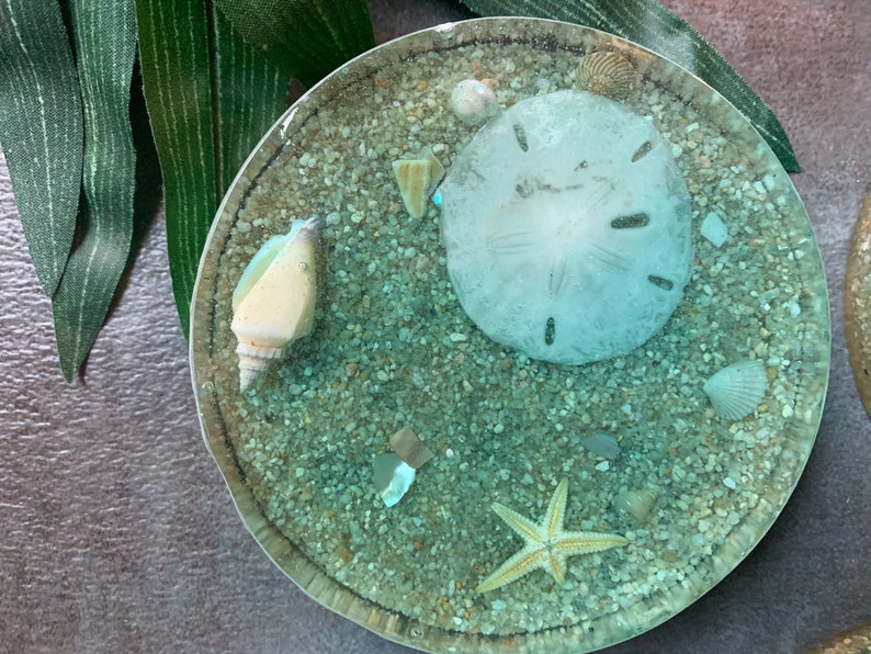 Set of 4 Realistic Ocean Coasters Made With Resin Sand - Etsy