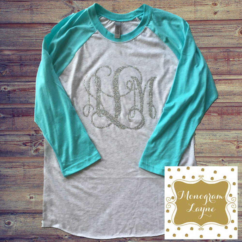 Monogram Baseball Tee - Monogram Shirt - Monogram Tee - Monogram Raglan ...