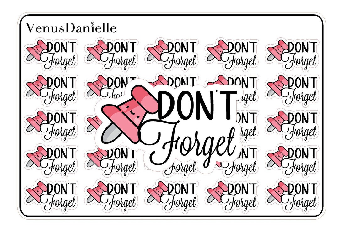 Don't Forget Planner Sticker Sheet - Reminder Stickers, Task Organizers ...
