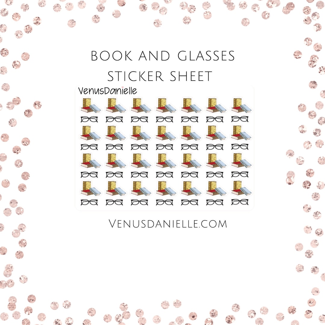 Book and Glasses Planner Stickers, Book Club Stickers, Study Stickers ...