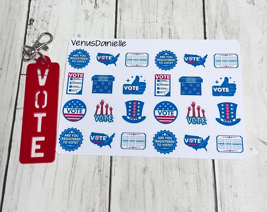 Bundle Voting Planner Sticker Sheet and Keychain Election Day Stickers ...