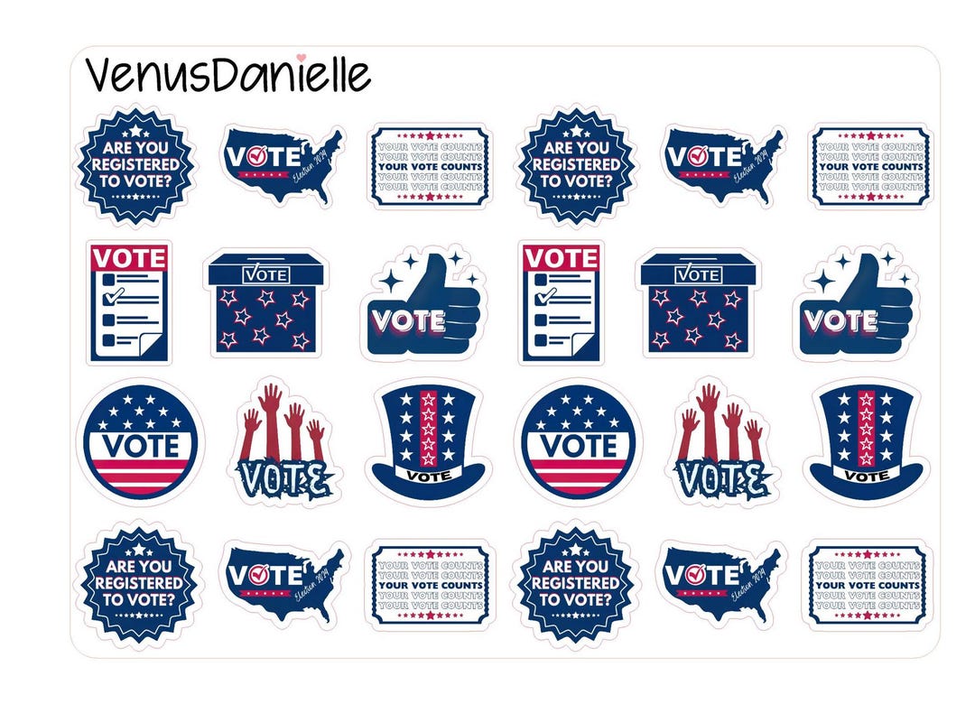 Voting Planner Sticker Sheet Election Day Stickers for Planners Voter ...