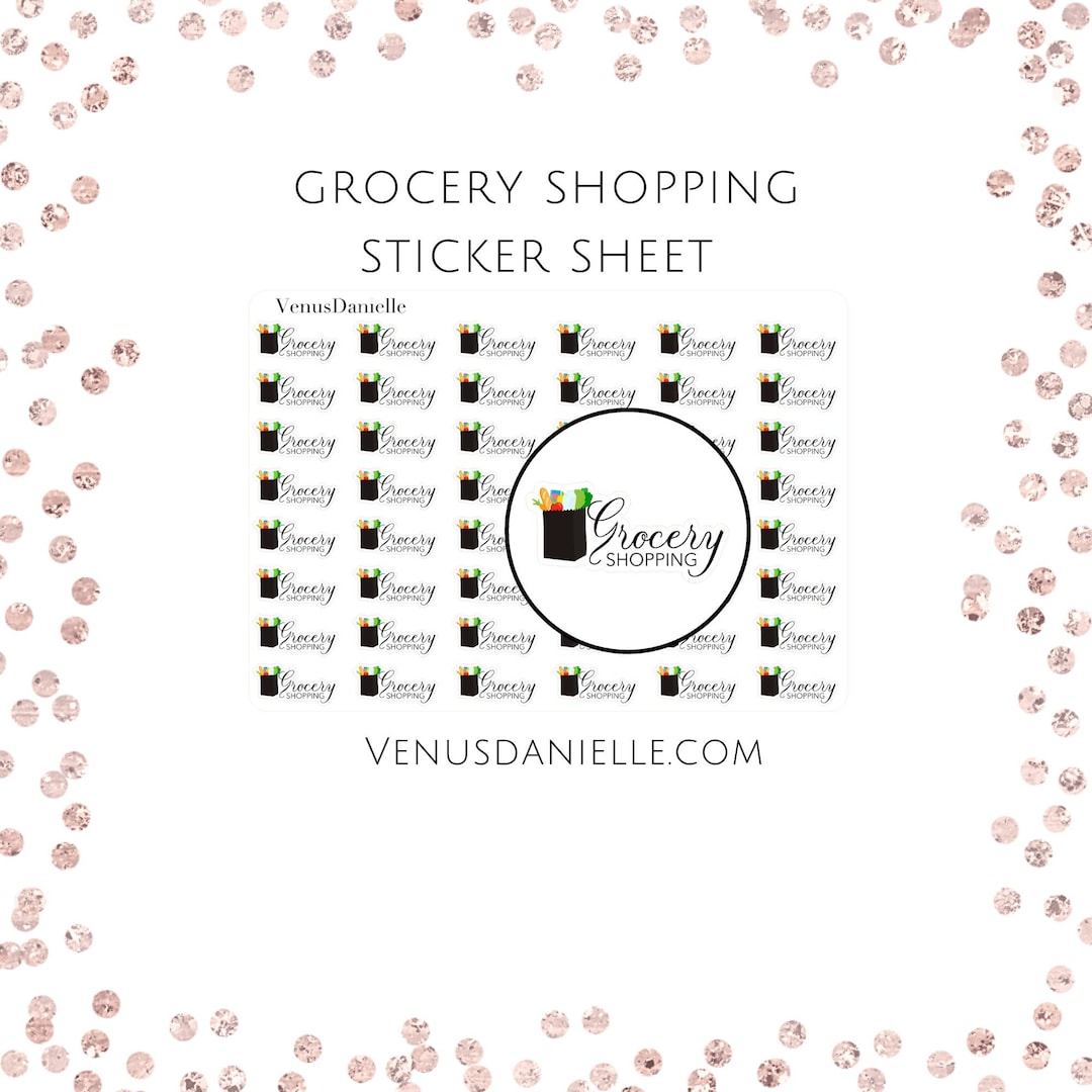 Grocery Shopping Planner Stickers, Text Sticker, Food Shopping Stickers ...