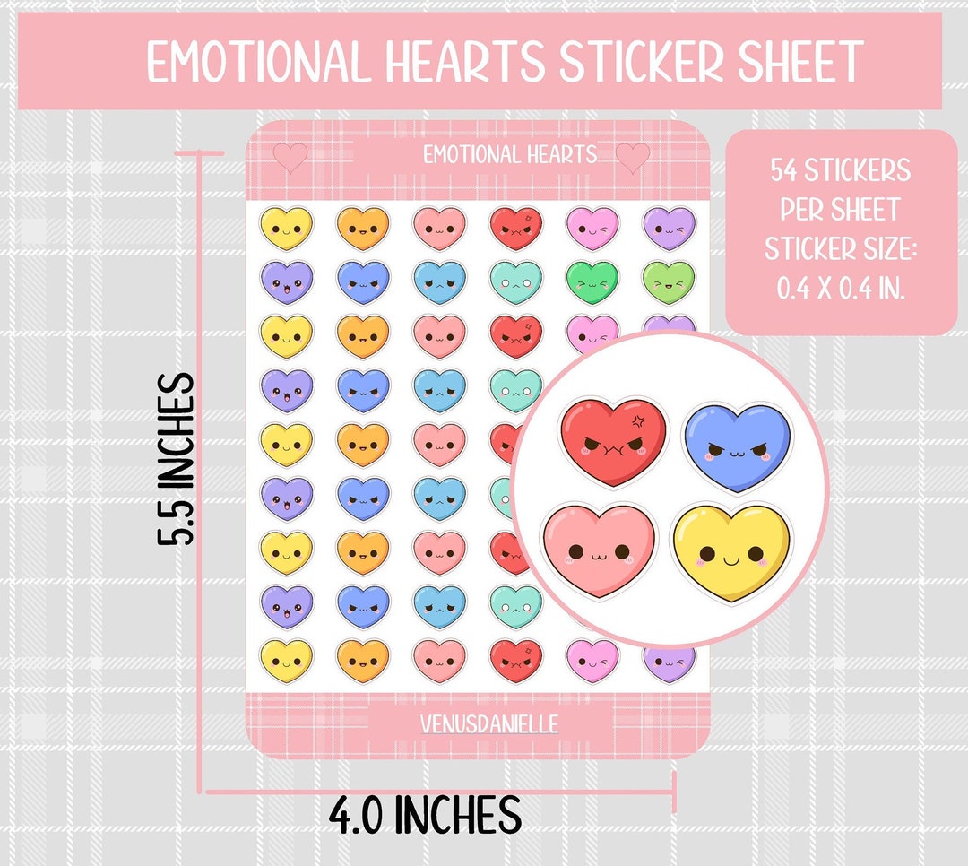 Emotional Heart Stickers Mental Health Stickers Planner - Etsy