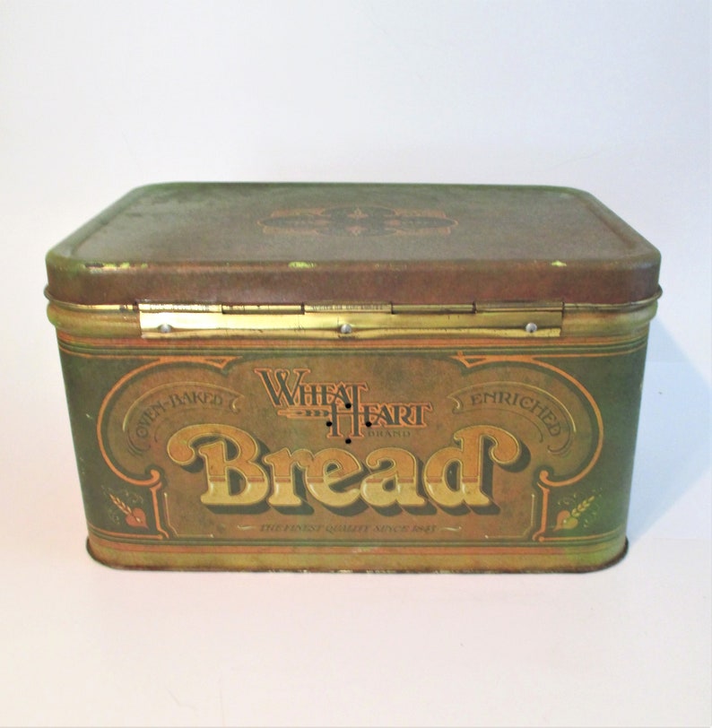 Shabby Chic Large Tin Wheat Heart Bread Box - Etsy