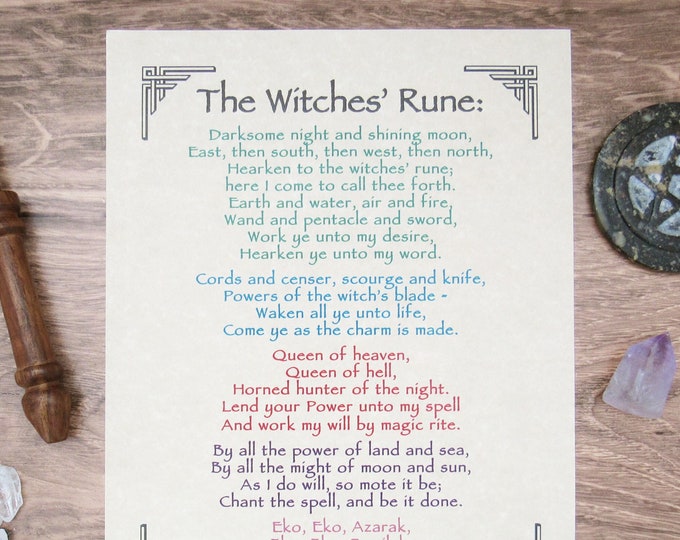 The Witches' Rune long Poem Parchment Poster 8.5 X 11 - Etsy