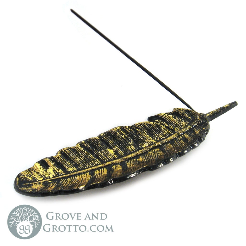 Feather Incense Burner black and Gold - Etsy