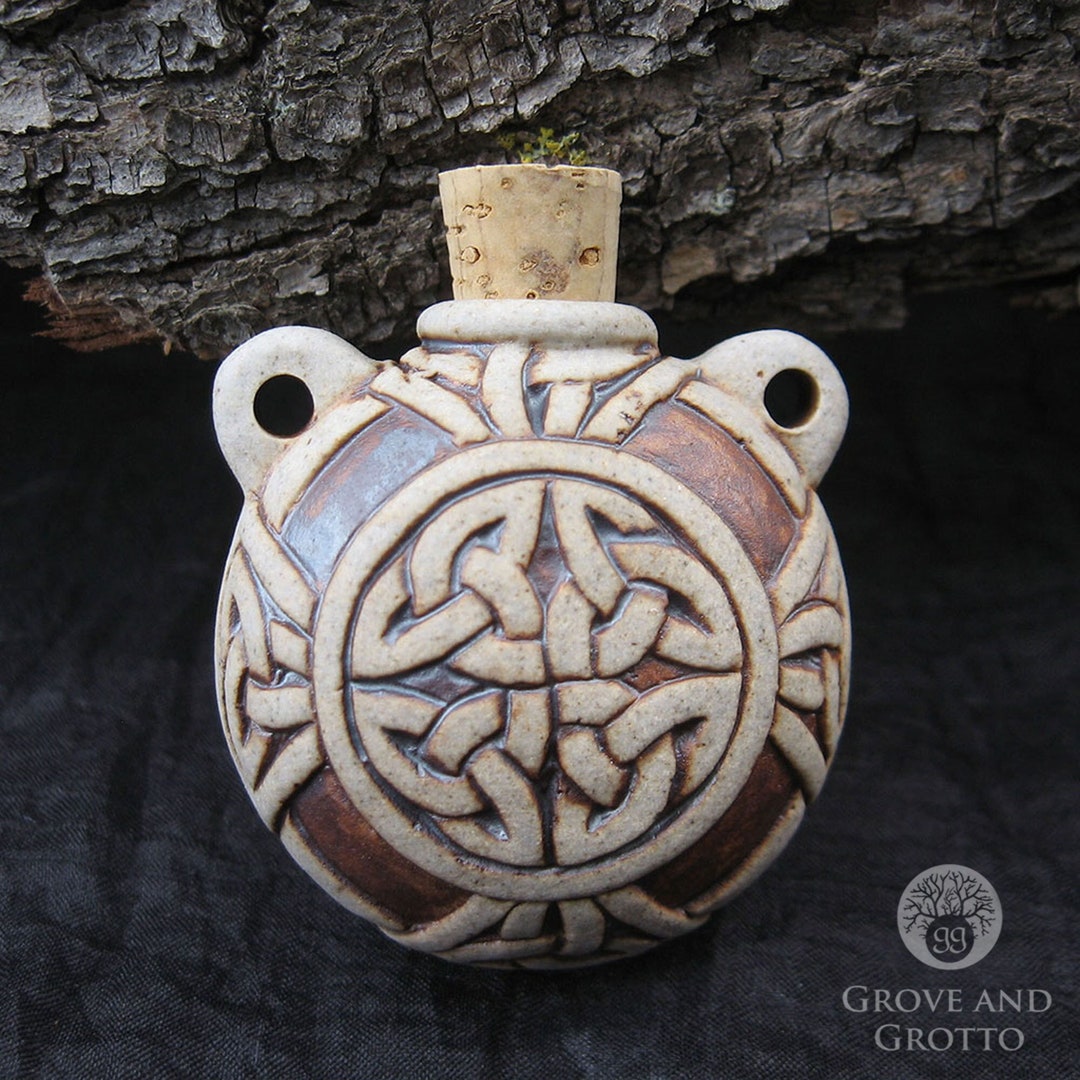 Celtic Knot Ceramic Mini Bottle - Etsy