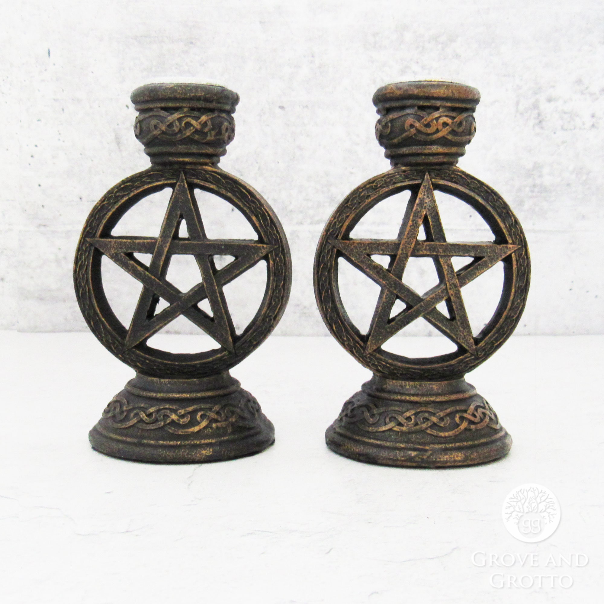 Wiccan Pentagram Candle Holders set of 2 - Etsy