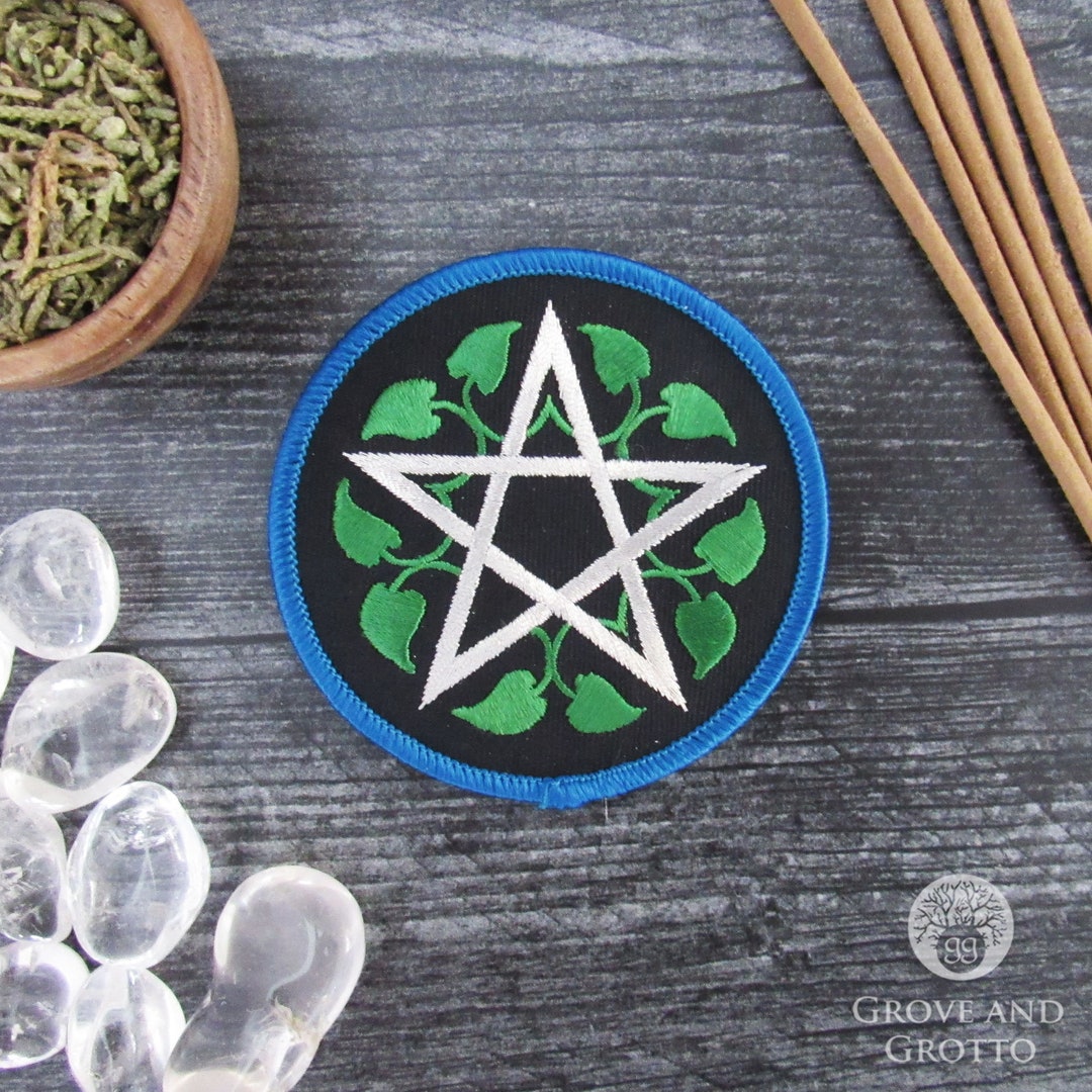 Leafy Pentagram Embroidered Patch - Etsy