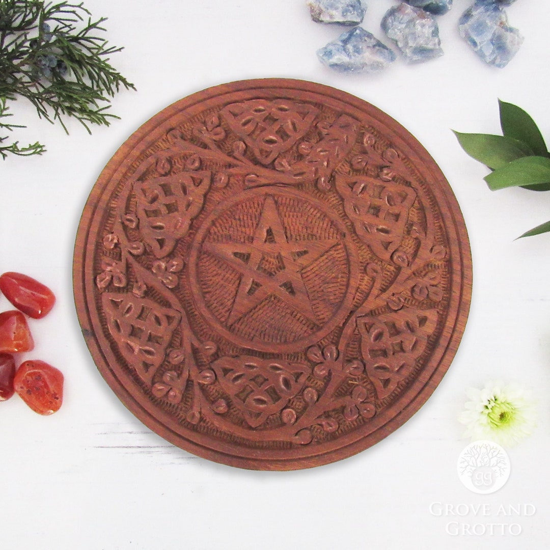 Carved Wooden Pentagram Altar Tile 6 Inches - Etsy