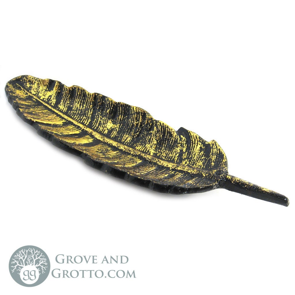 Feather Incense Burner black and Gold - Etsy