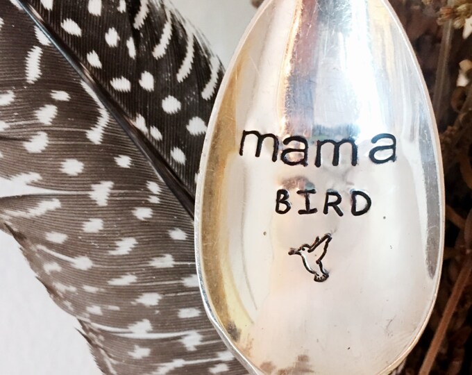 Mama Bird Spoon, Vintage Spoon, Stamped Silver Spoon, Coffee Spoon ...