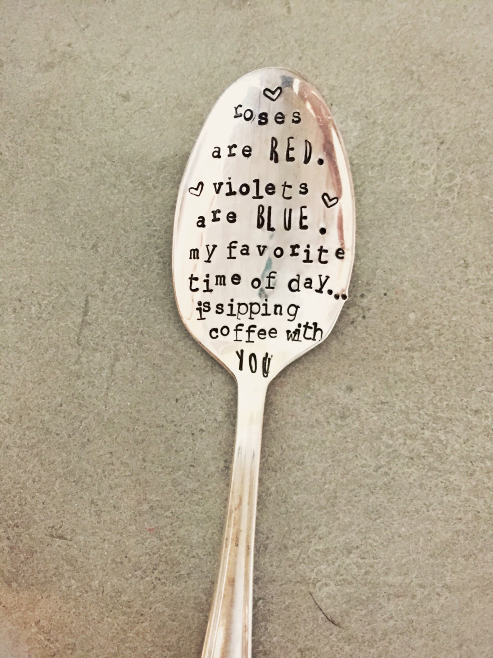 Stamped Silver Spoon, Love Poem, Gift for Him, Gift for Her, Stamped ...