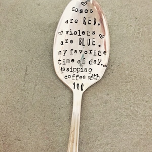 Stamped Silver Spoon, Love Poem, Gift for Him, Gift for Her, Stamped ...