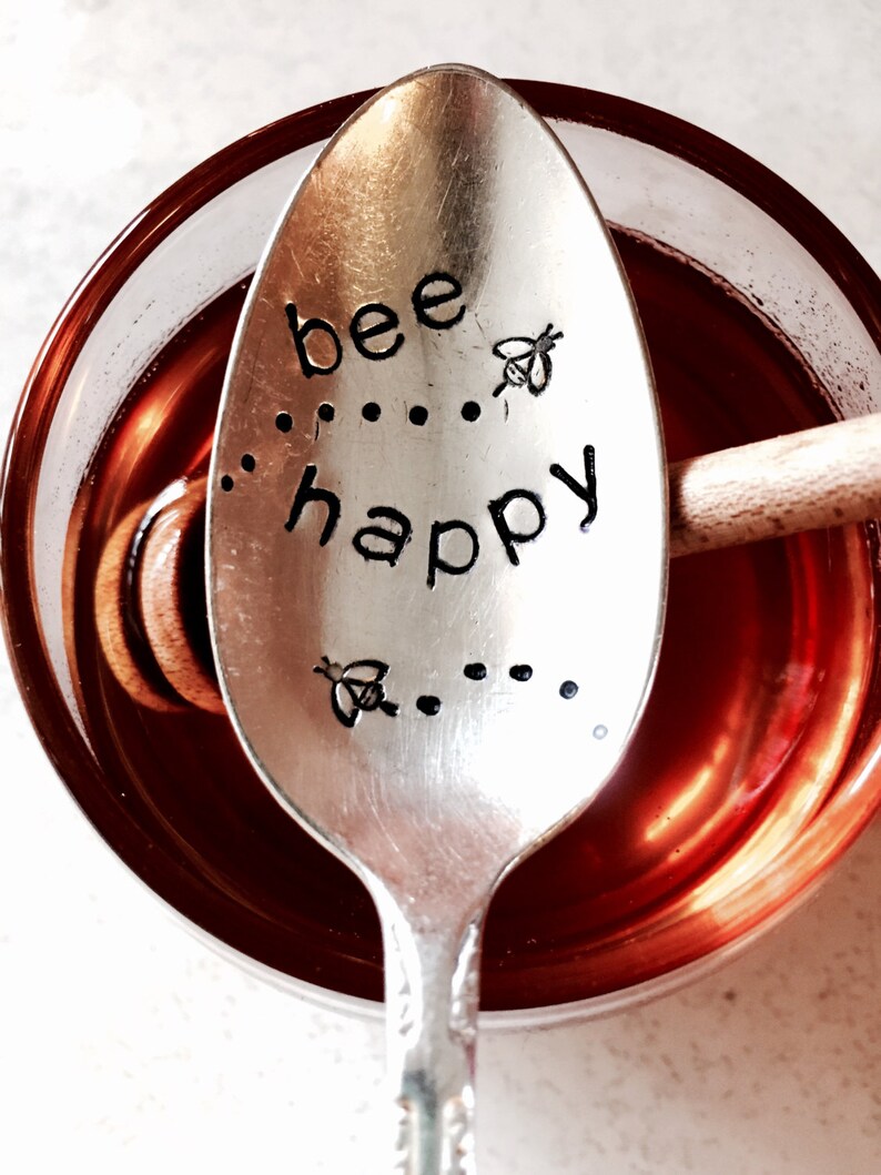 Stamped Silver Spoon Inspirational Quotes Be Happy Gift For | Etsy