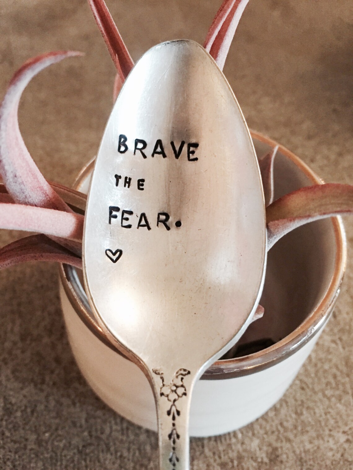 Brave the Fear Daily Mantra Stamped Silver Spoon Inspirational Quotes ...