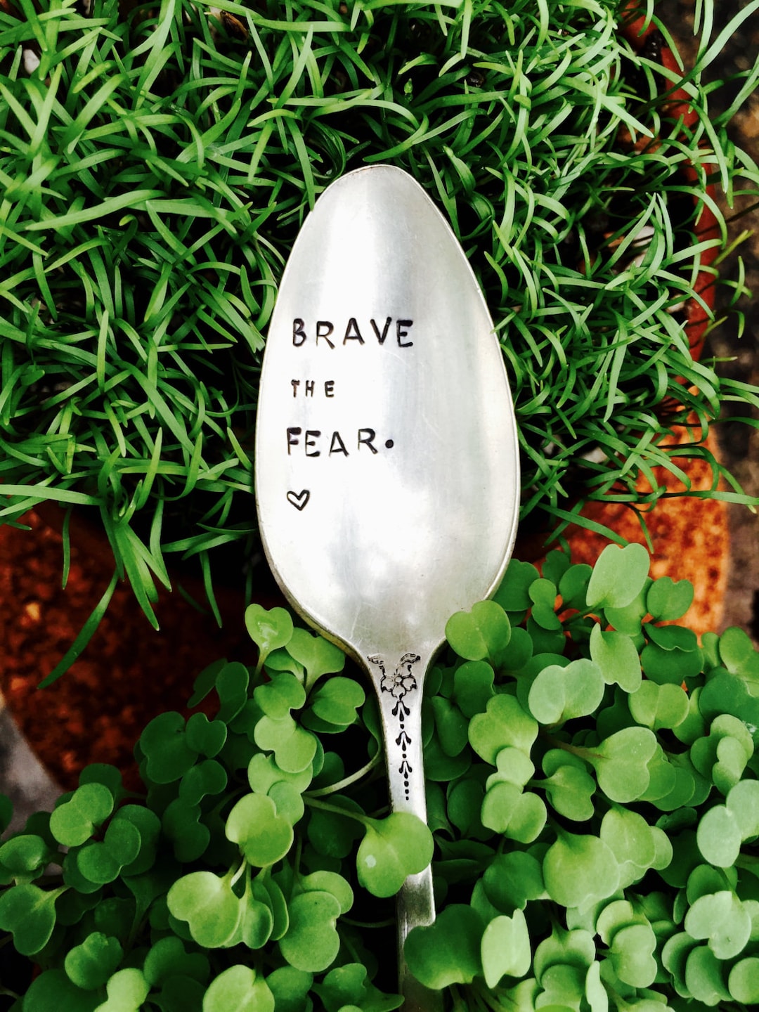 Brave the Fear Daily Mantra Stamped Silver Spoon Inspirational Quotes ...