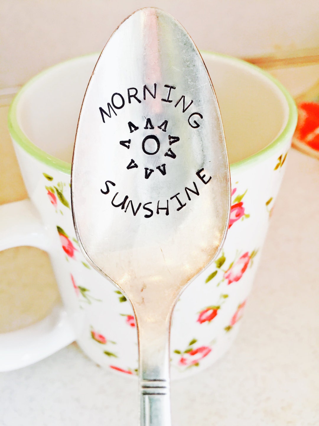 Morning Sunshine Spoon, Tea Spoon, Stamped Silver Spoon, Stamped Spoon ...