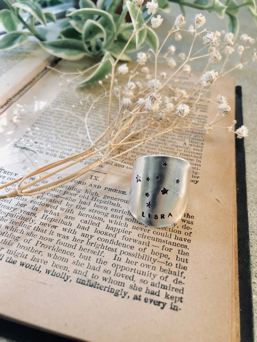 Libra Zodiac Constellation - Stamped Spoon Ring - Stamped Silver Spoon ...