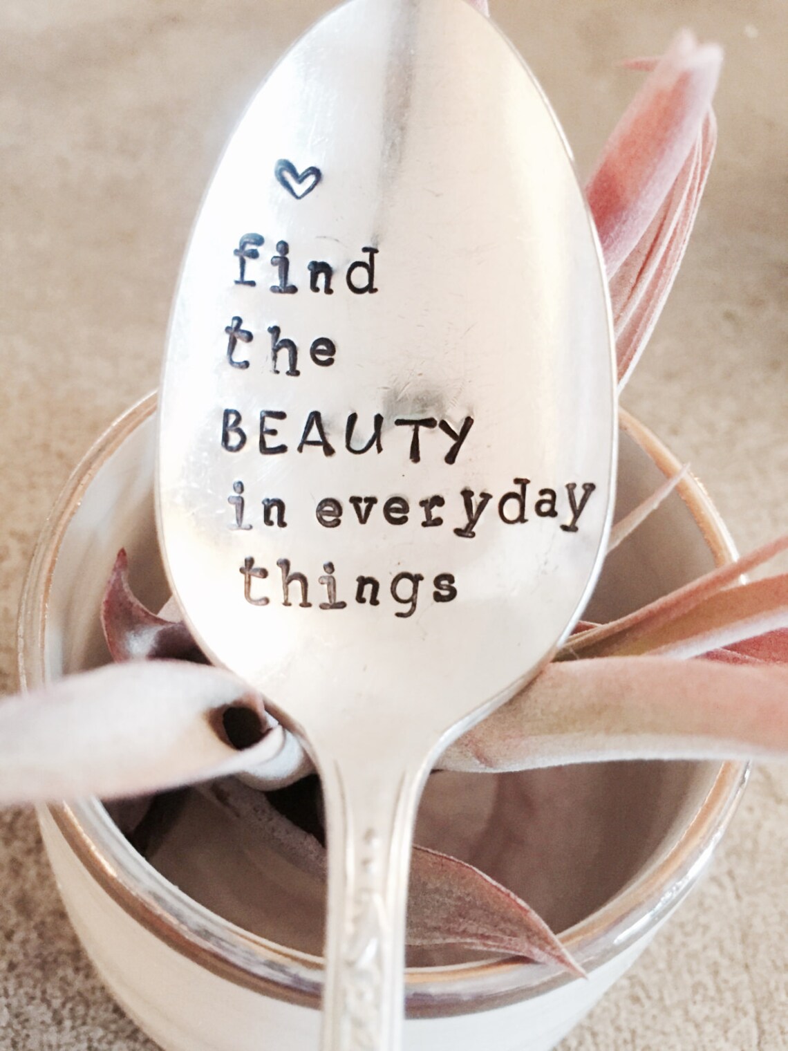 Find the Beauty in Everyday Things, Daily Mantra Stamped Silver Spoon ...