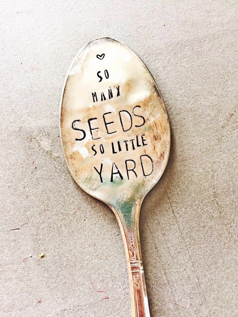 Hand Stamped Garden Marker, Rustic Garden Accessory, Vintage Silver ...