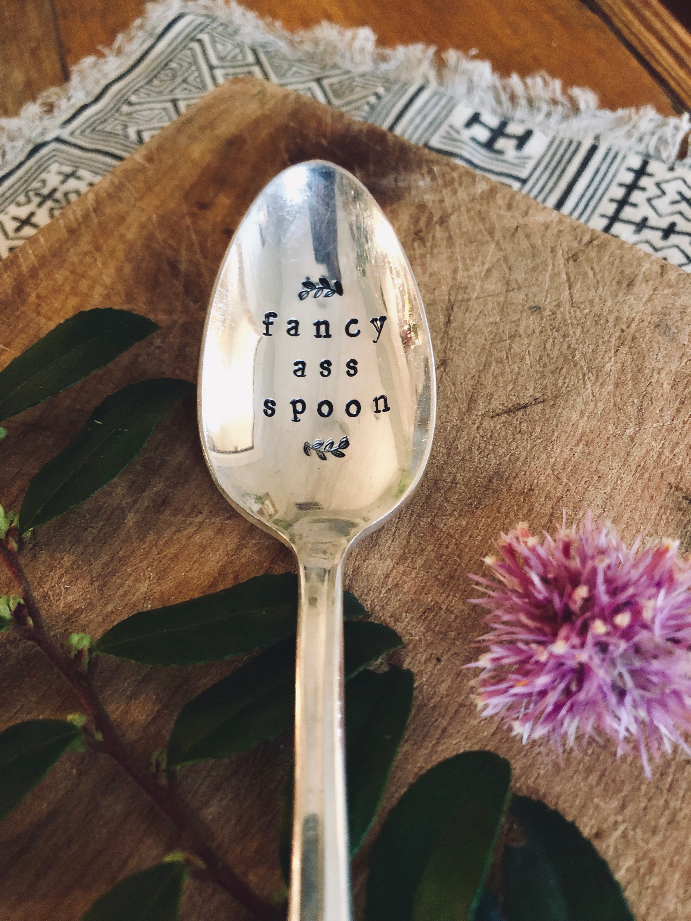Fancy Ass Spoon - Stamped Silver Spoon - Coffee Spoon - Stamped Coffee ...
