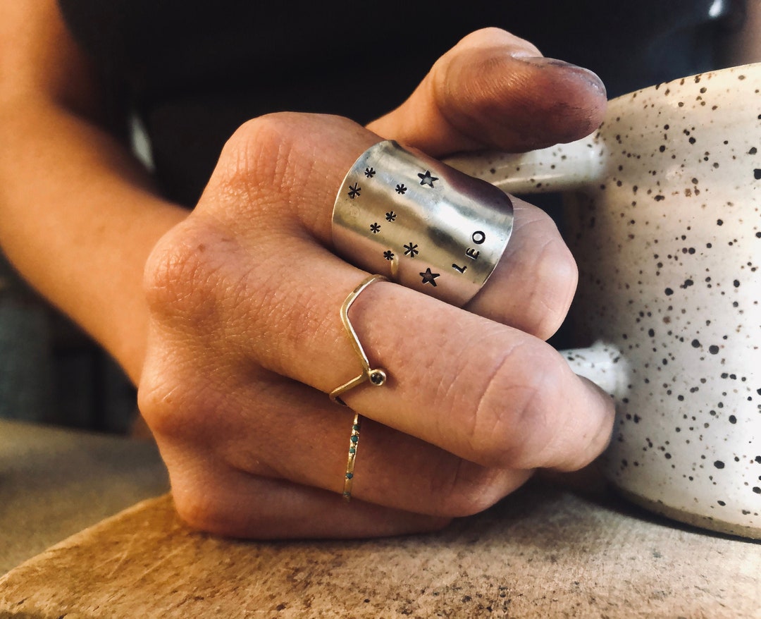 Leo Zodiac Constellation Spoon Ring Stamped- Stamped Silver Spoon ...