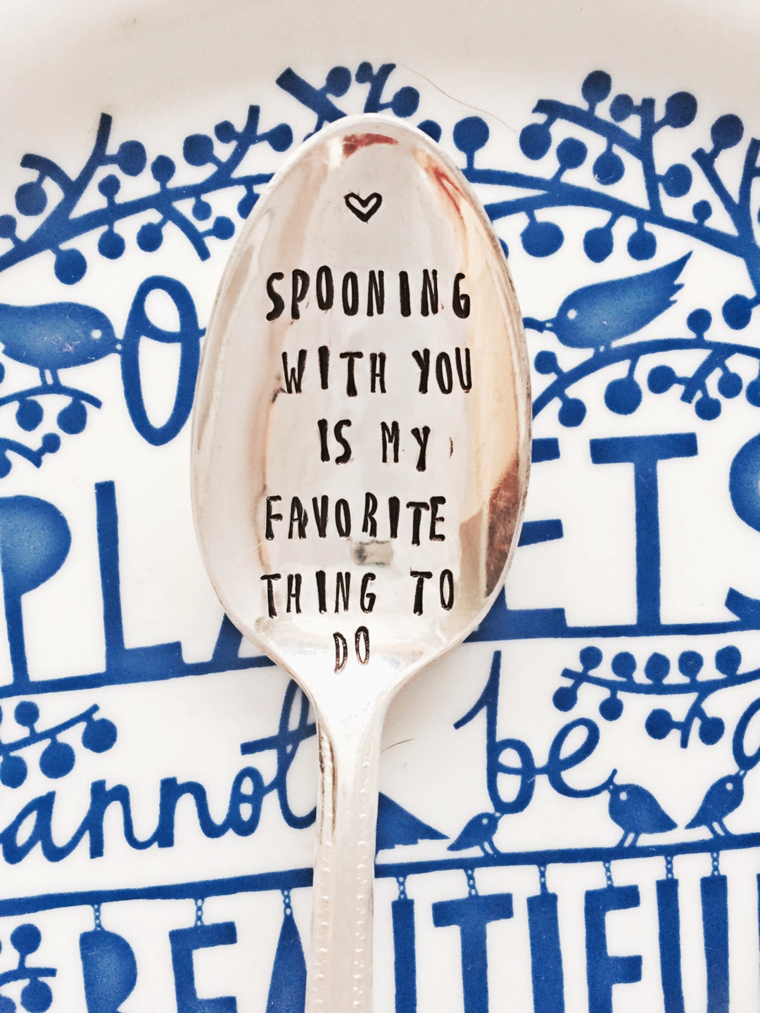 Stamped Silver Spoon, Love Spoon, Gift for Him, Gift for Her, Stamped ...