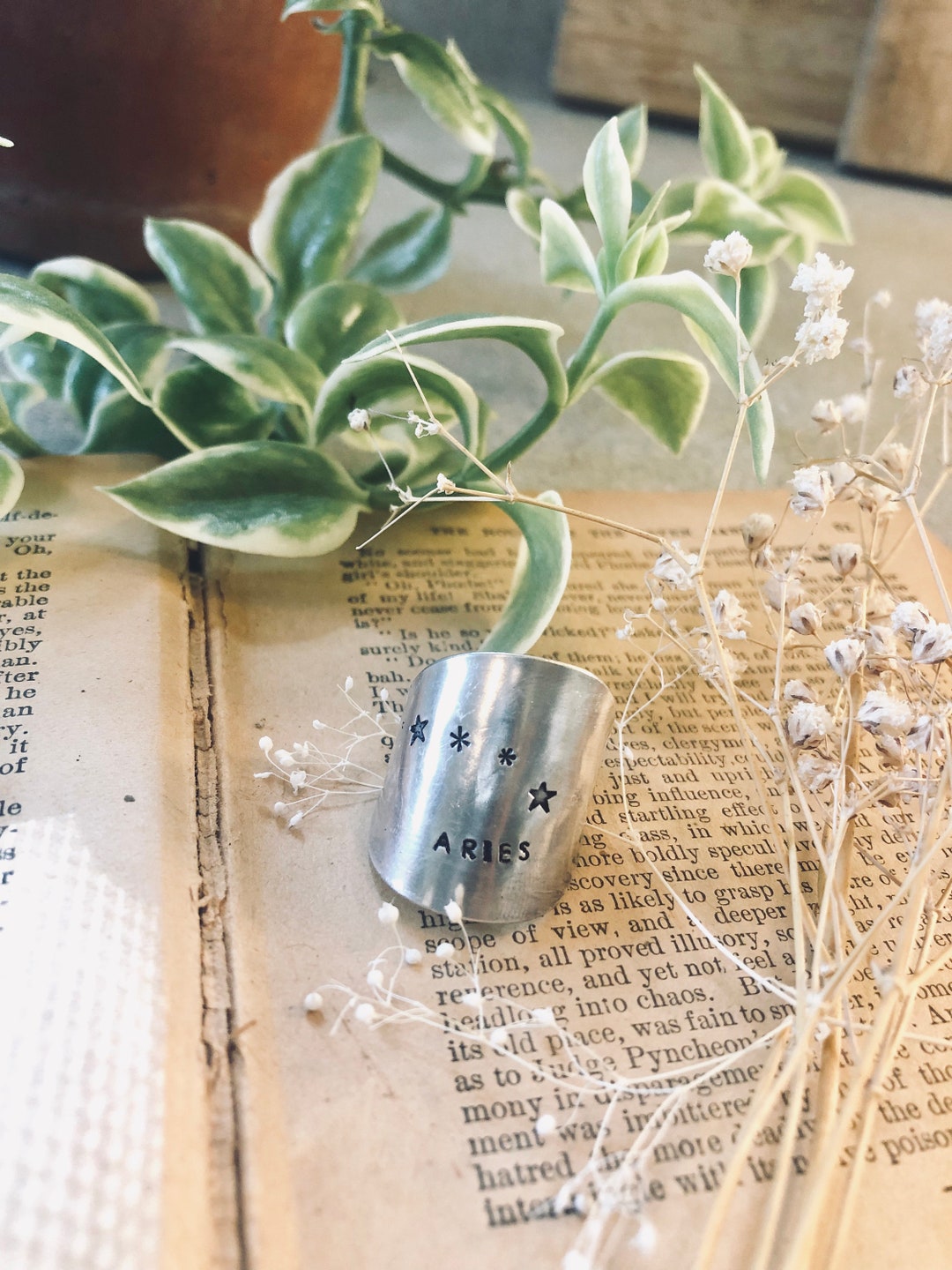 Aries Zodiac Constellation Stamped Spoon Ring - Stamped Silver Spoon ...