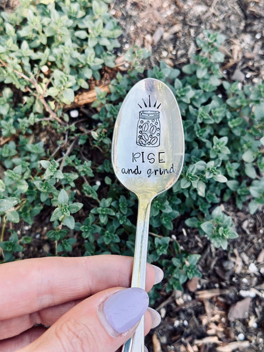 Rise AND GRIND - Stamped Spoon - Coffee Spoon - Sweet Thyme Design ...