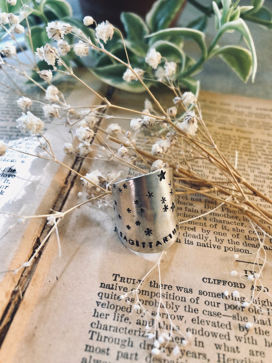 Sagittarius Zodiac Constellation - Stamped Spoon Ring - Stamped Silver ...