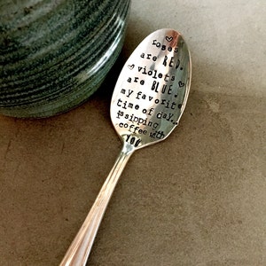 Stamped Silver Spoon, Love Poem, Gift for Him, Gift for Her, Stamped ...