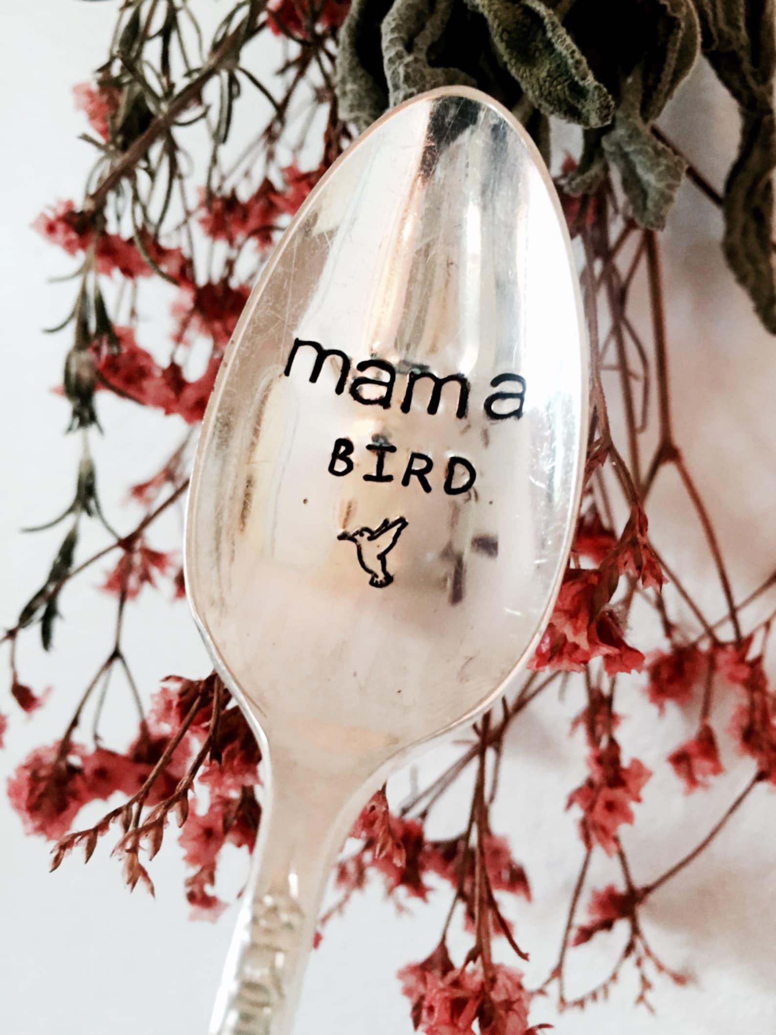Mama Bird Spoon Vintage Spoon Stamped Silver Spoon Coffee - Etsy