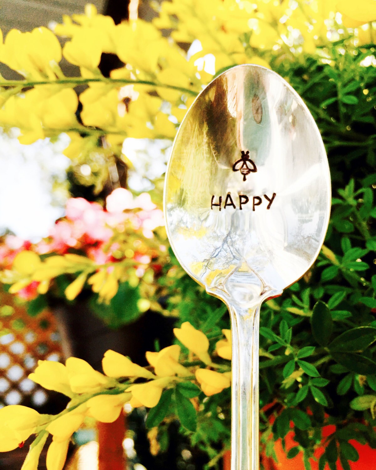 Bee Happy Coffee Stamped Silver Spoon Bee Spoon Coffee Honey - Etsy