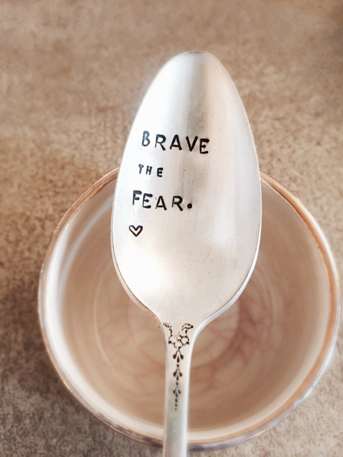Brave the Fear Daily Mantra Stamped Silver Spoon Inspirational Quotes ...