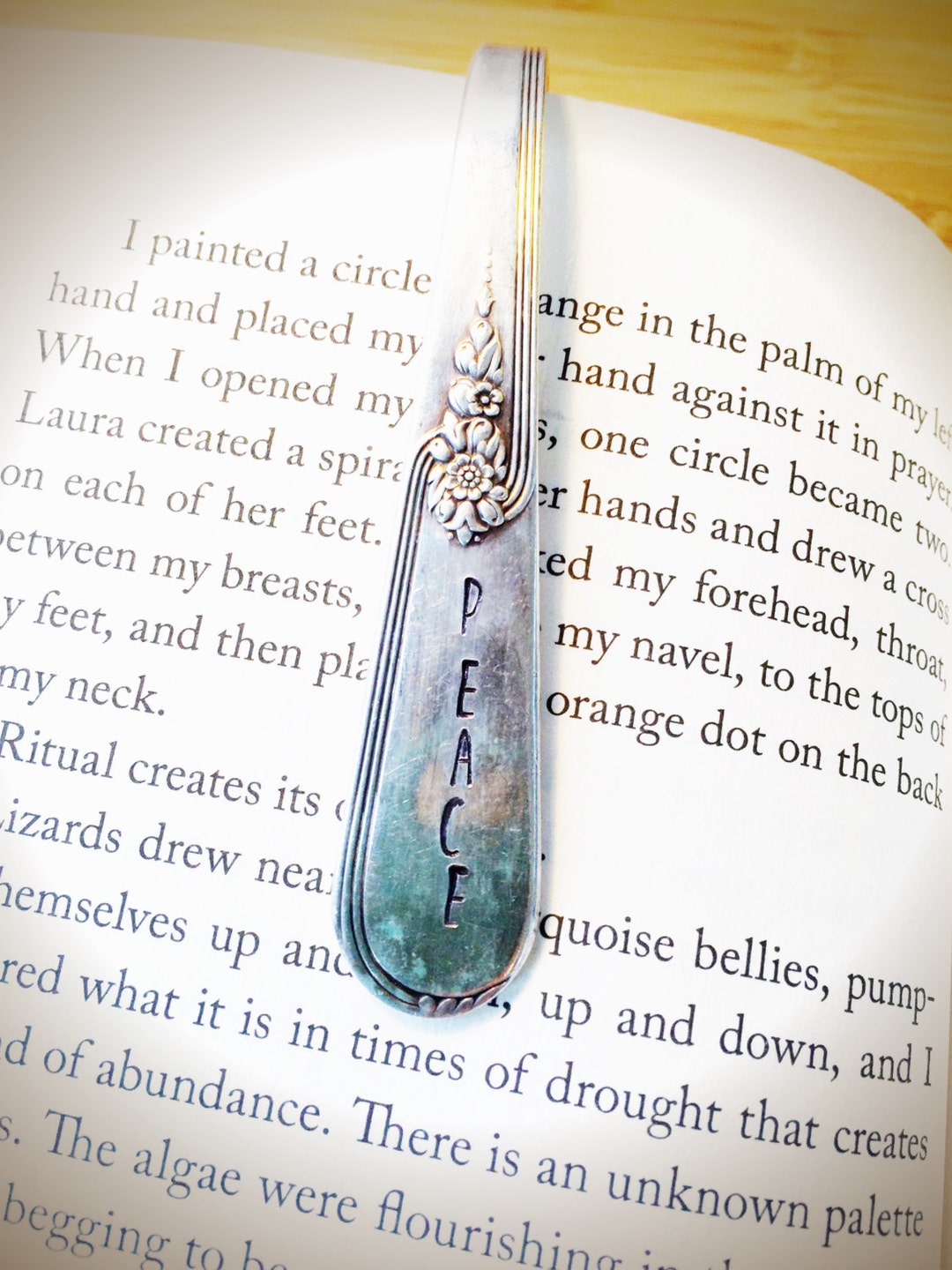 Peace Bookmark, Vintage Bookmark, Valentines Day Gift, Stamped Silver ...