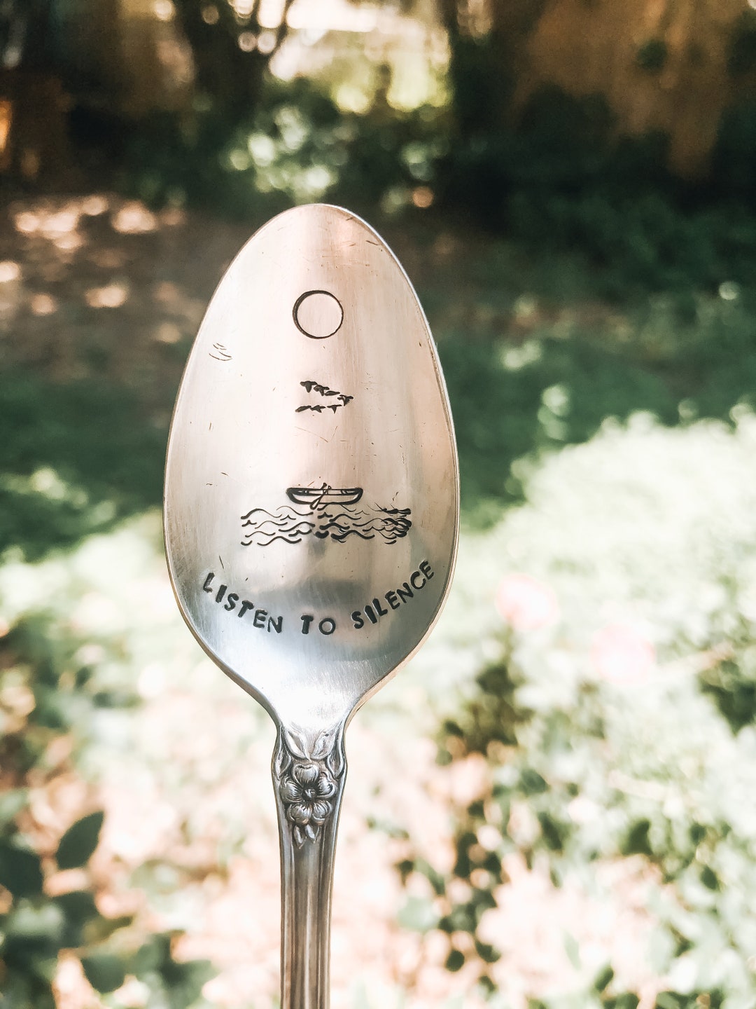 Listen to Silence Coffee Spoon - Camping Spoon - Camper Gift - Stamped ...