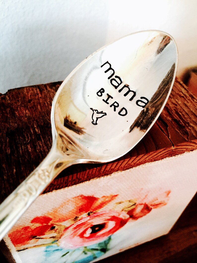 Mama Bird Spoon Vintage Spoon Stamped Silver Spoon Coffee - Etsy