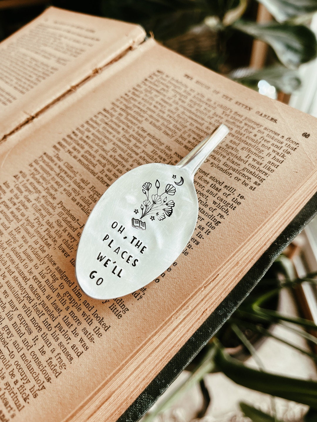 Oh the Places's We'll Go, Bookmark, Vintage Bookmark, Stamped Spoon ...