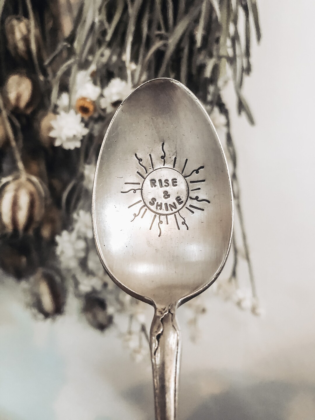 Rise and Shine Coffee Stamped Silver Spoon, Bee Spoon, Coffee Honey ...